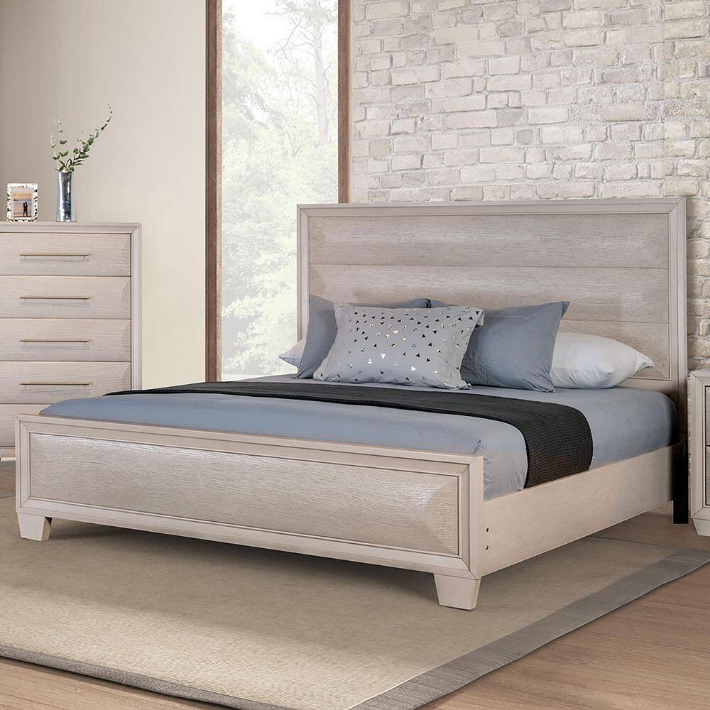 Furniture of America Batem Transitional White Oak Brown Wood Frame King ...