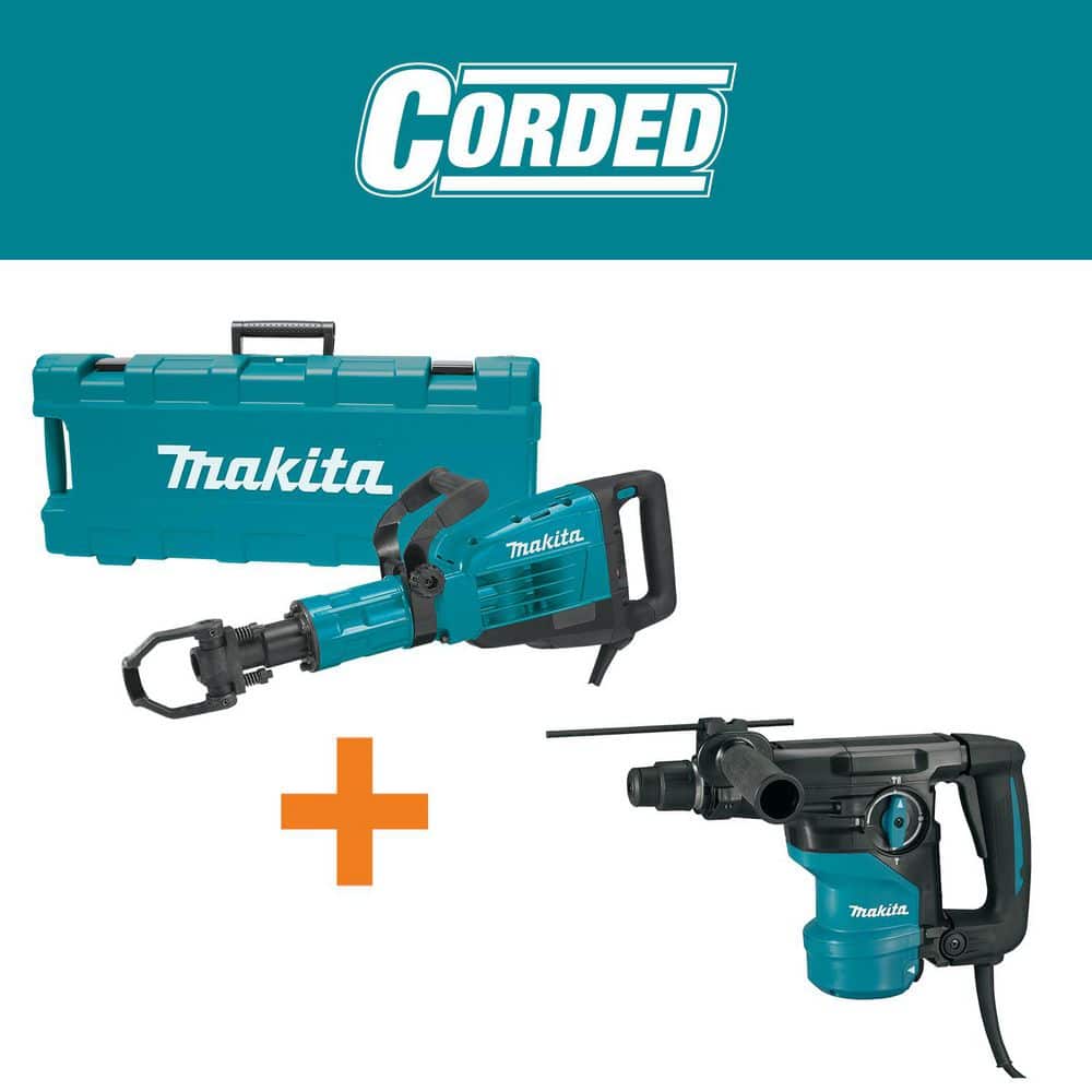 Makita 14 Amp 1-1/8 in. Hex Corded Variable Speed 35 lb. Demolition Hammer w/ Soft Start, with ...