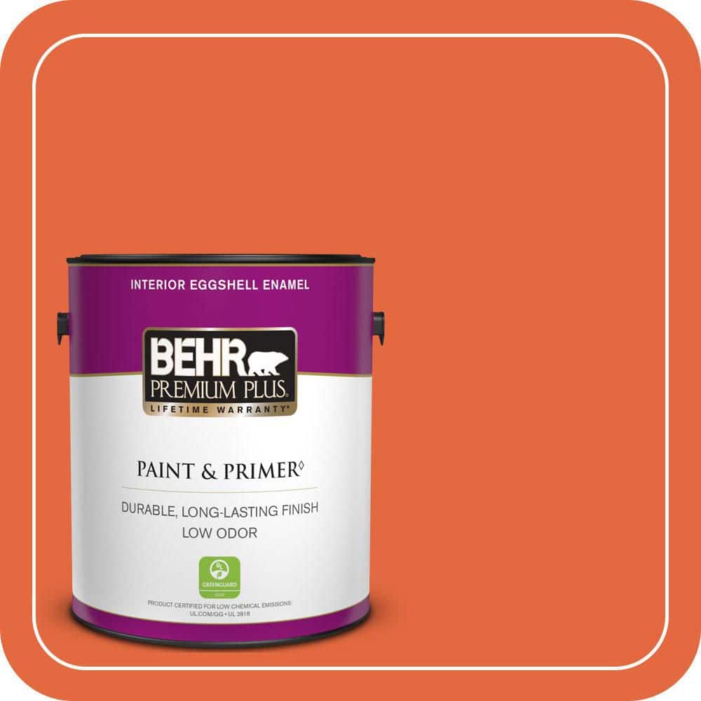 BEHR PREMIUM PLUS 1 gal. #P190-6 Emergency Zone Eggshell Enamel Low ...