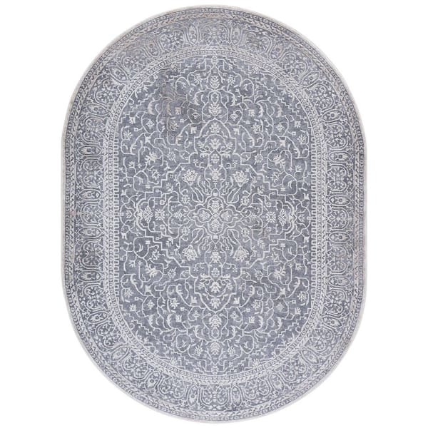 SAFAVIEH Reflection Light Gray/Cream 6 ft. x 8 ft. Distressed Floral ...