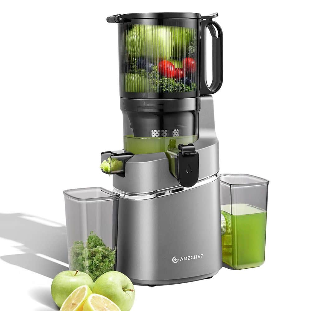 amzchef 250W 68 oz. Gray Masticating Juicer with 5.8 in. Extra Wide ...