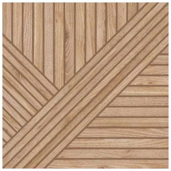 Merola Tile Tangram Wood Oak 17-3/8 in. x 17-3/8 in. Porcelain Floor ...