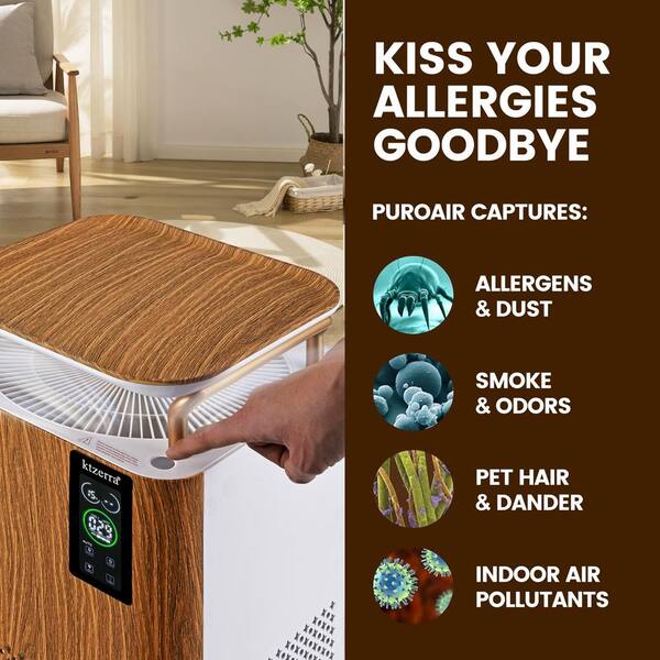 Edendirect 900 sq. ft. HEPA True Personal Air Purifier in Brown with Smart Wi Fi Control 12Hr Timer No Ozone Generation QJ JEAP0412B The Home Depot