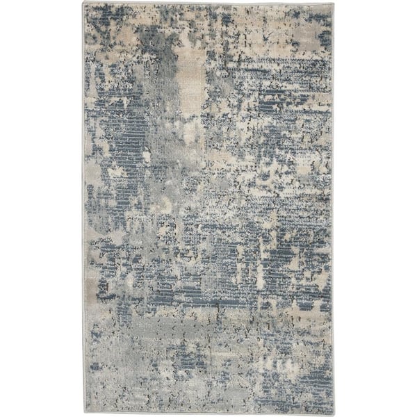 Nourison Concerto Grey/Beige doormat 2 ft. x 4 ft. Contemporary Border ...