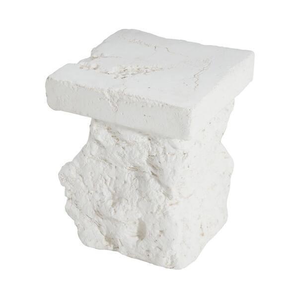 1-PC White Modern Artistry Composite Outdoor Side Table with Irregular ...