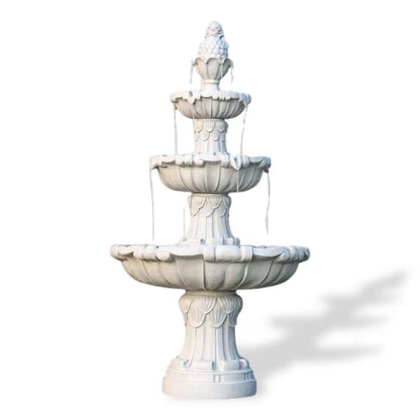 Sunnydaze Welcome Fiberglass Outdoor 3-Tier Water Fountain Deep in ...