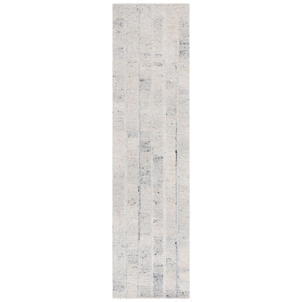 SAFAVIEH Harvest 2 ft. x 9 ft. Light Gray Isometric Tile Runner Rug ...