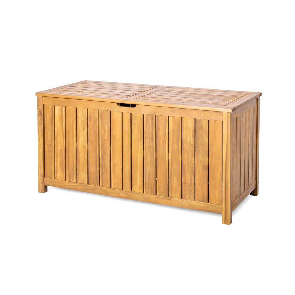 Noble House 100 Gal. Prodo Acacia Wood Outdoor Patio Storage Deck Box ...