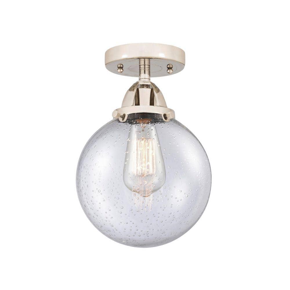 Innovations Beacon 8 in. 1-Light Polished Nickel Industrial Semi-Flush ...