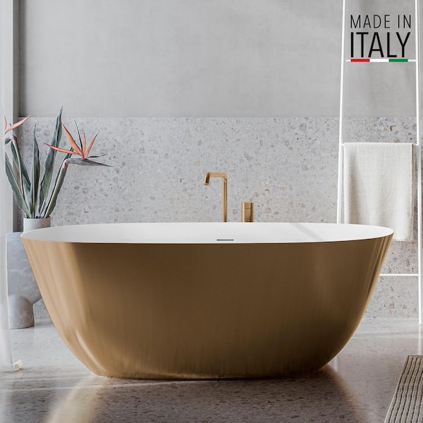 Ruvati Sinatra 71 in. x 31.5 in. Freestanding Soaking Bathtub in Matte ...