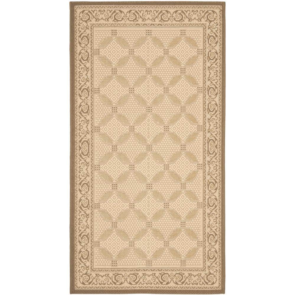 SAFAVIEH Courtyard Beige/Dark Beige Doormat 3 ft. x 5 ft. Border Indoor ...