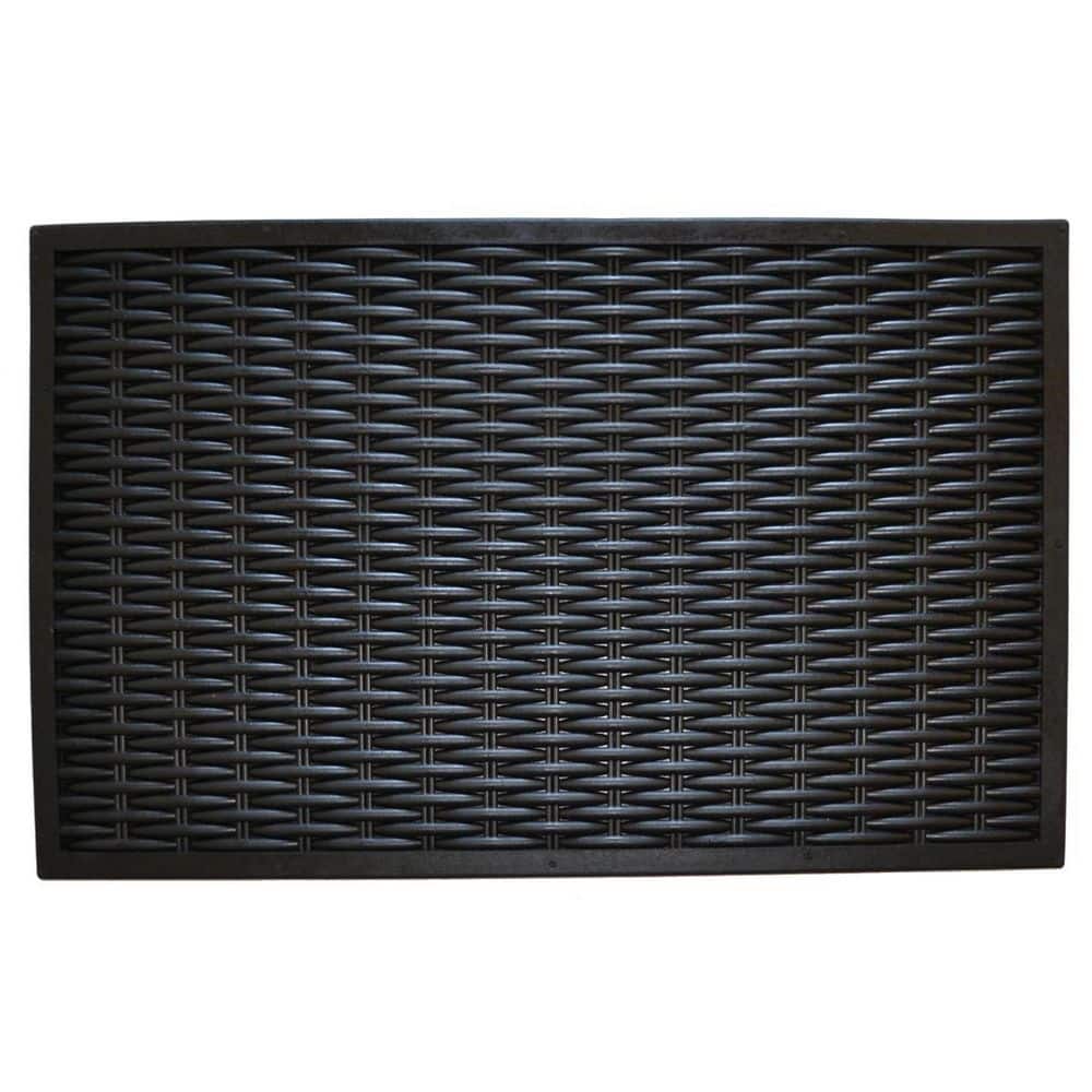 HomeRoots 30 in. x 18 in. Black Rubber Outdoor Door Mat 2000573979 ...