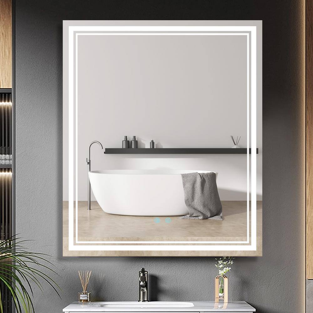 Zeafive 30 in. W x 36 in. H Modern Large Rectangular Dimmable Frameless ...