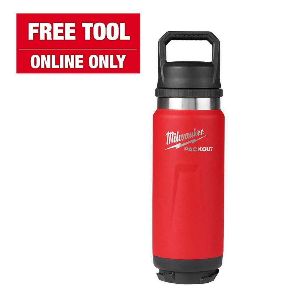 Milwaukee PACKOUT Red 24 oz. Insulated Bottle W/Chug Lid 48-22-8396R ...