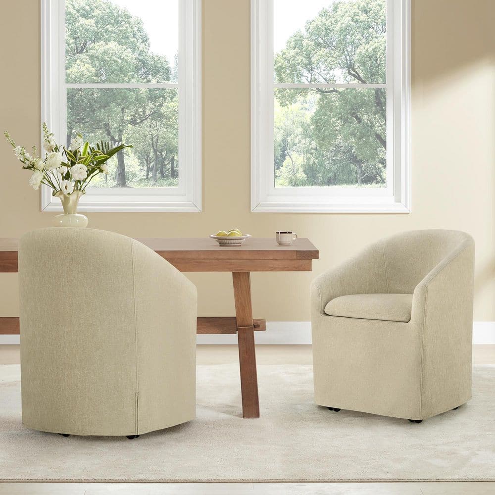 Spruce & Spring Jonah Sand Fabric Modern Dining Chair with Removable ...