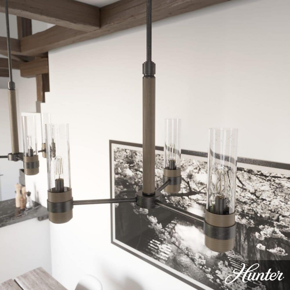 Hunter River Mill 3-Light Rustic Iron Island Chandelier with Clear ...
