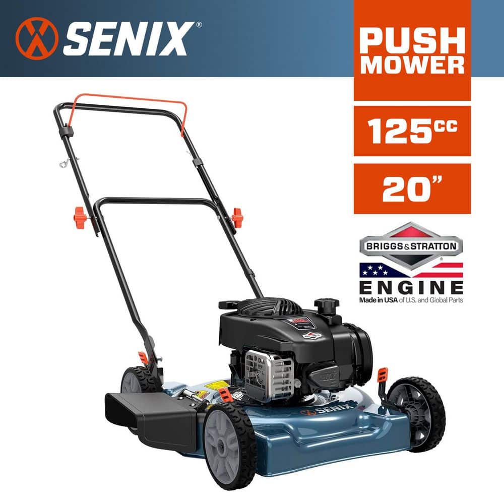 Senix 20 in. 125cc 4-Cycle Briggs and Stratton Engine Gas Push Lawn ...