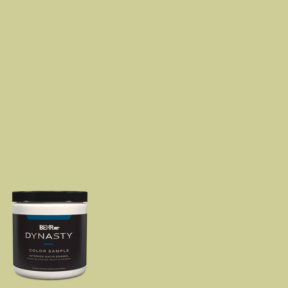 BEHR DYNASTY 8 oz. #400D-4 Corn Husk Green Satin Enamel Stain-Blocking ...