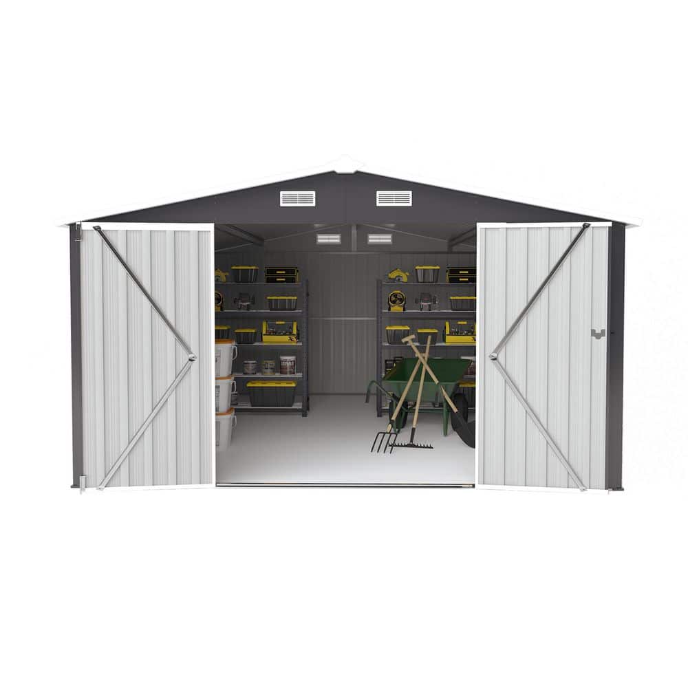 Siavonce 14 ft. W x 10 ft. D Outdoor Utility Tool Metal Storage Sheds ...