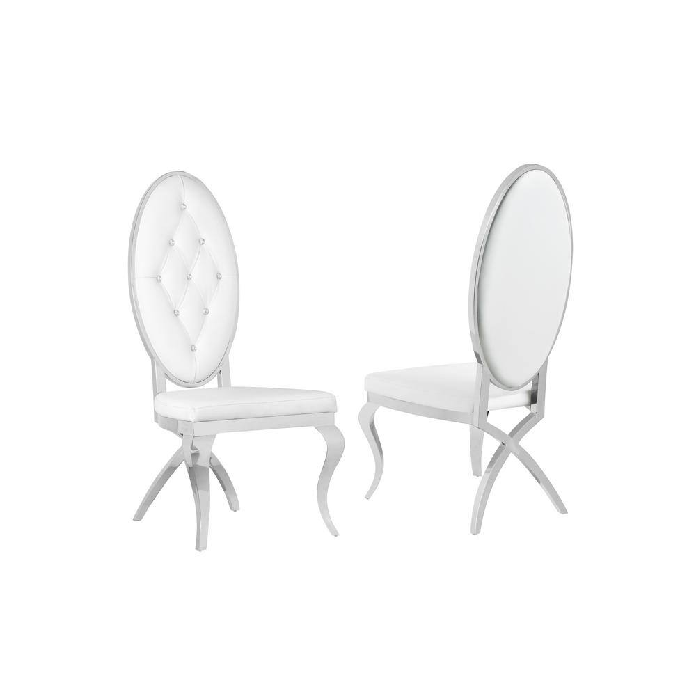 Best Quality Furniture Ben White Faux Leather Dining Chairs (Set of 2 ...