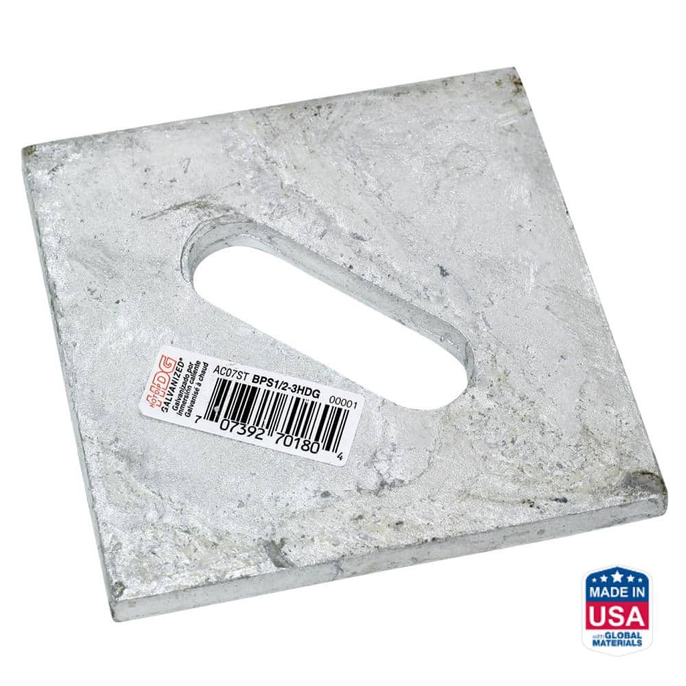 Simpson Strong-Tie BPS 3 in. x 3 in. HDG Slotted Bearing Plate with 1/2 ...
