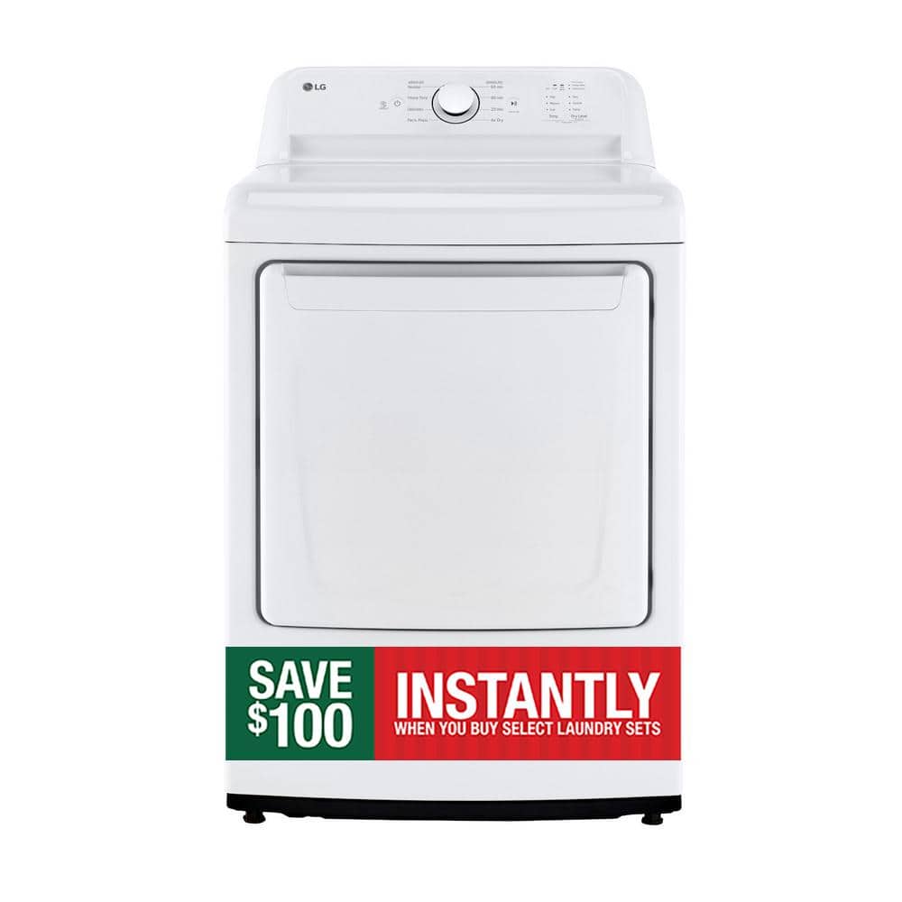 LG 7.3 Cu.Ft. Vented Electric Dryer in White with Sensor Dry Technology ...