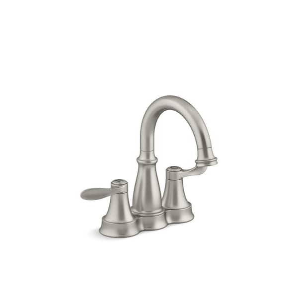 KOHLER Bellera 4 in. Centerset Double-Handle Bathroom Faucet in Vibrant Brushed Nickel 27378-4K ...