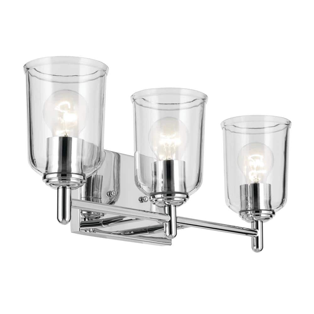 KICHLER Shailene 21 in. 3-Light Chrome Traditional Bathroom Vanity ...