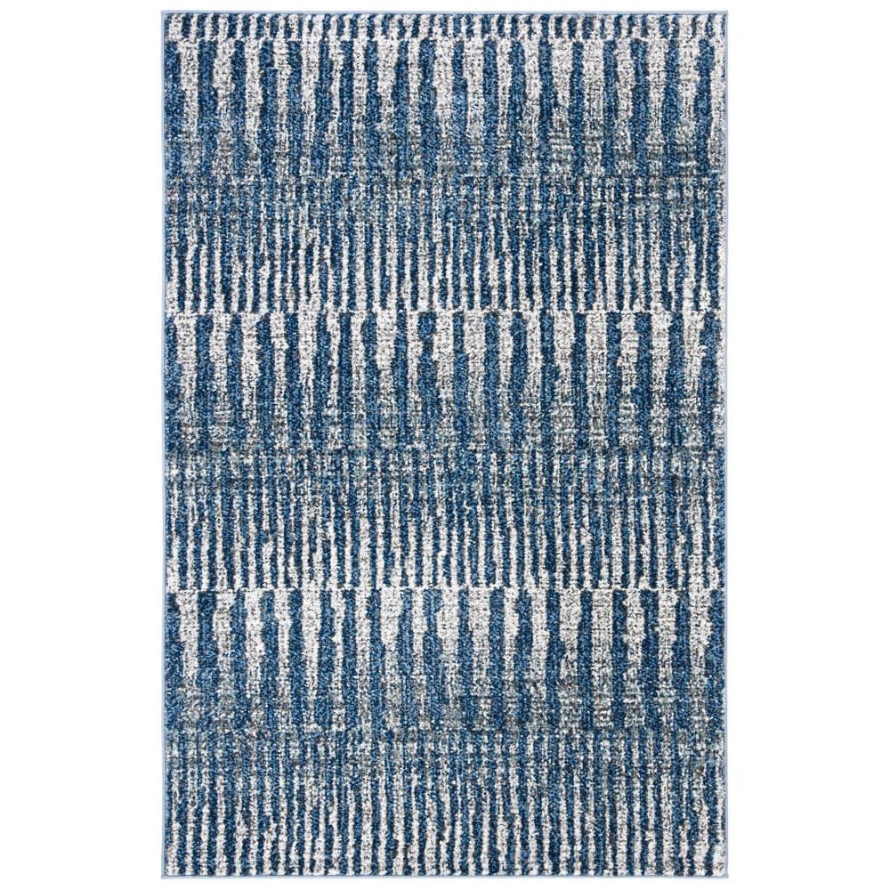 SAFAVIEH Galaxy 2 ft. x 4 ft. Navy/Light Gray Vertical Striped Area Rug ...