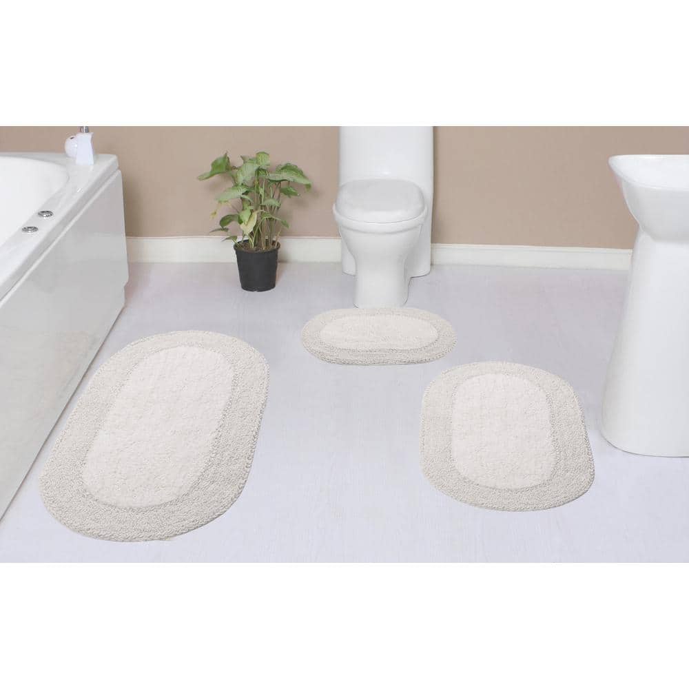 HOME WEAVERS INC Double Ruffle Collection 100% Cotton Bath Rugs Set, 3 ...