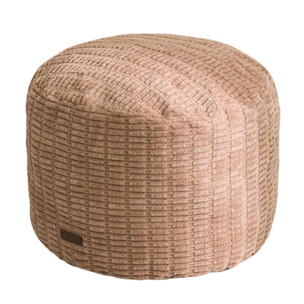 OGETFUUR 20 x 20 x 15 in. Brown Round Modern Foam Filled Foot Rest ...