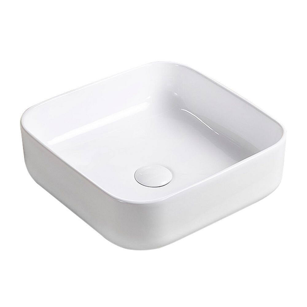 JimsMaison White Ceramic Square Vessel Sink JMTCBS13-1515 - The Home Depot