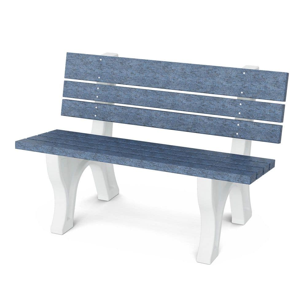 Wildridge Heritage 4 ft. Patriot Blue and White HDPE Plastic Outdoor Park Bench LCC-125-4-PB-BW ...