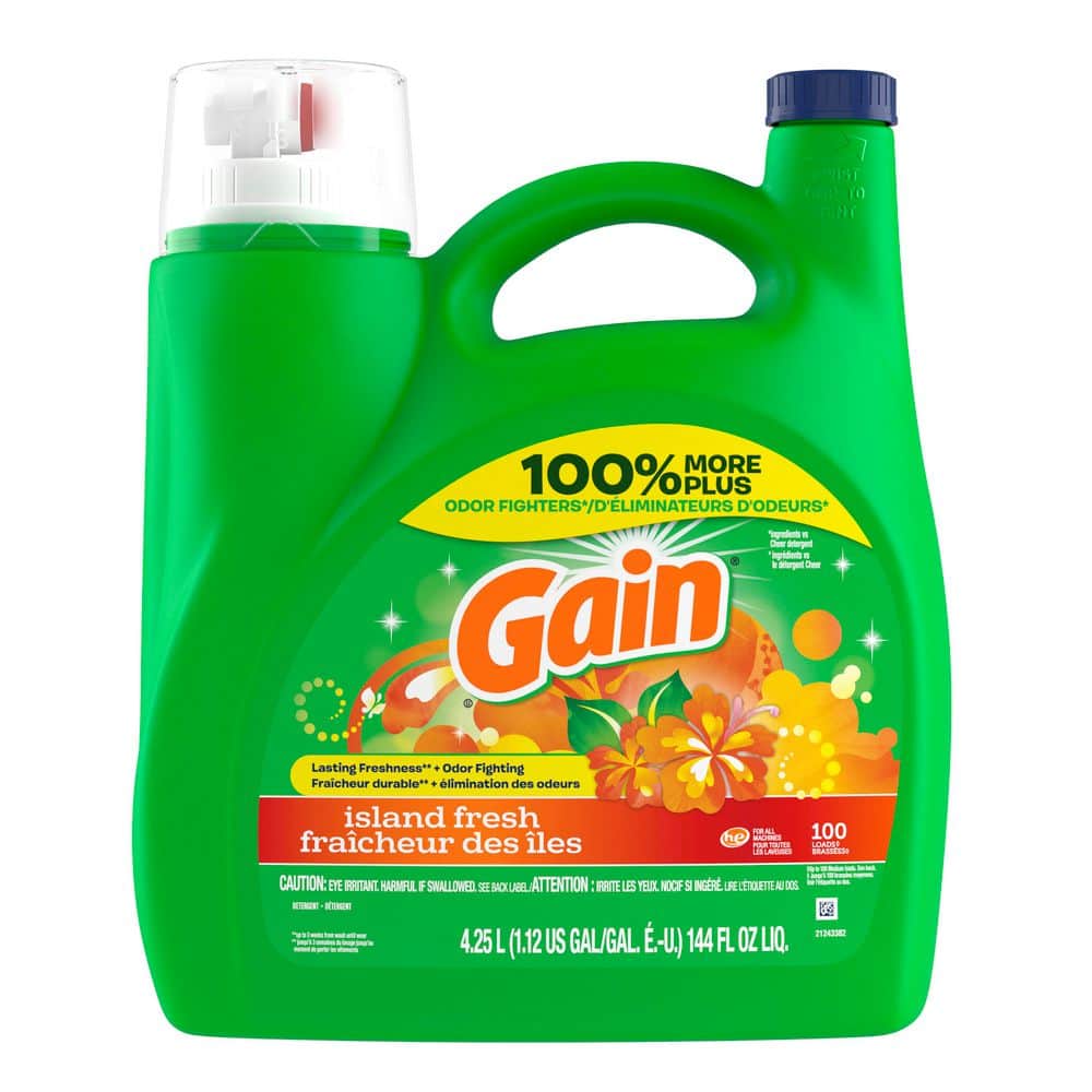 Gain 144 oz. HE Island Fresh Scent Liquid Laundry Detergent (100-Loads ...