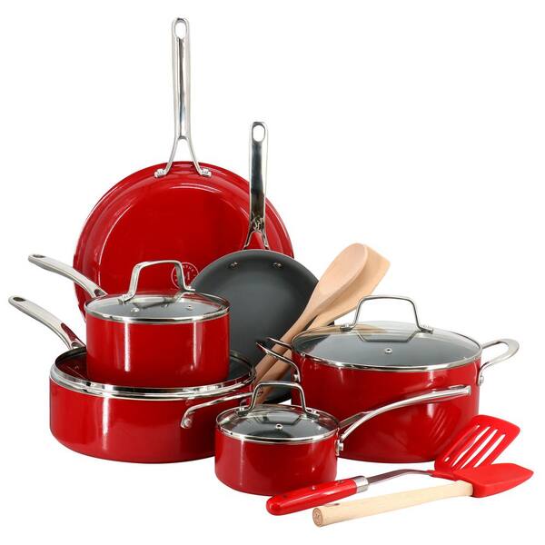 MARTHA STEWART 14-Piece Ceramic Nonstick Aluminum Cookware and Utensil ...