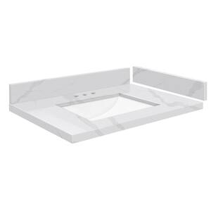 Transolid Silestone 25.25 in. W x 22.25 in. D Quartz White Rectangular ...