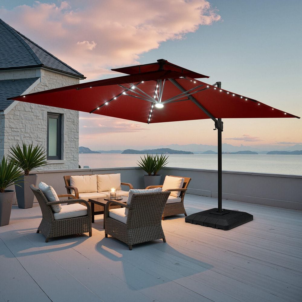 Crestlive Products 11 ft. x 11 ft. LED Square Swivel Double Top ...