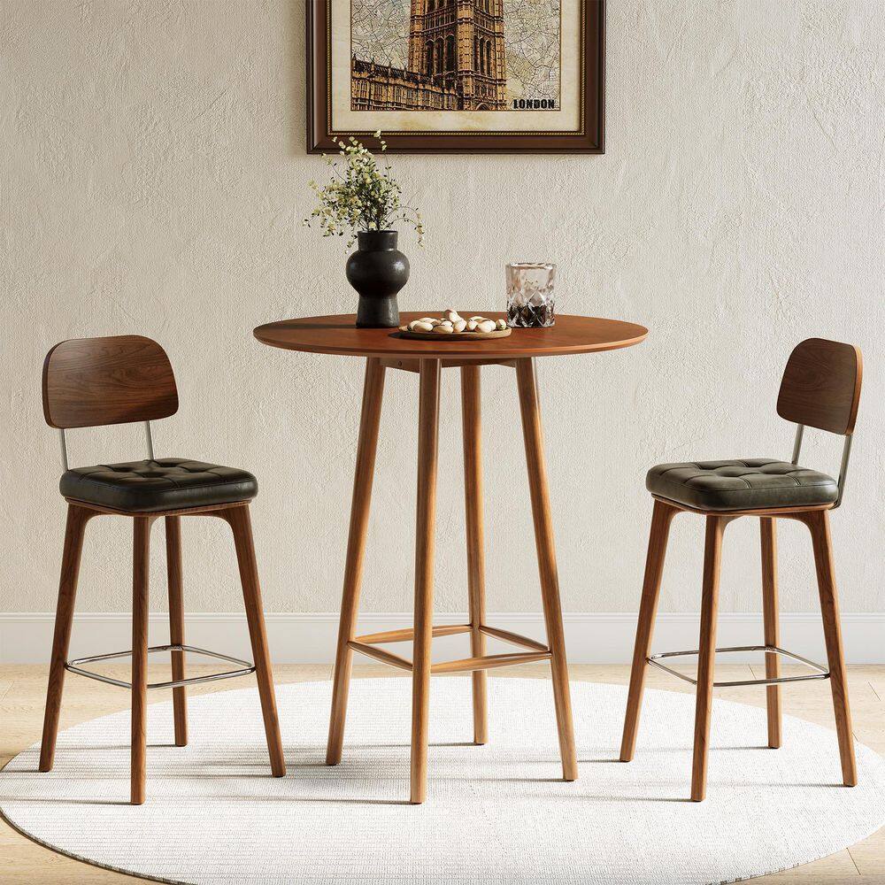 BYBLIGHT Kearsten 39.3 in. H Brown Round Bar Table Seats 2 BB-HL0298JF ...