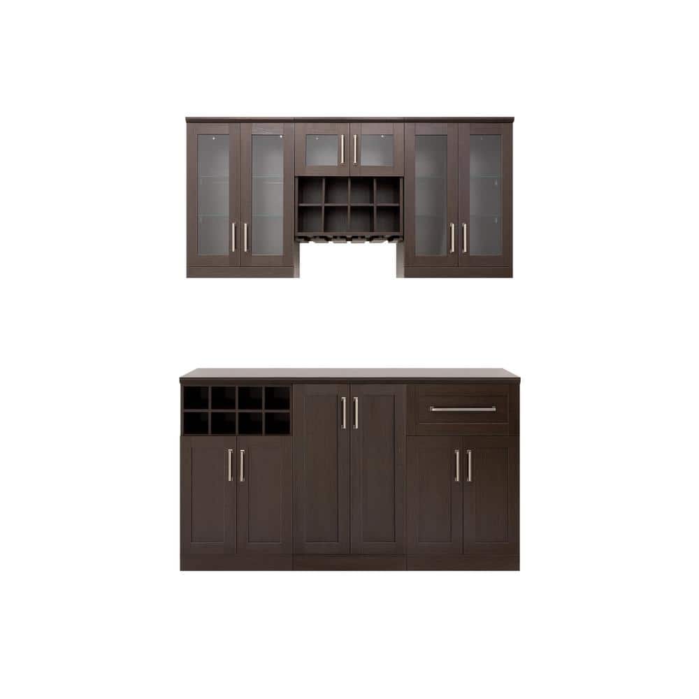NewAge Products Home Bar 21 in. Espresso Cabinet Set (7-Piece) 61296 ...