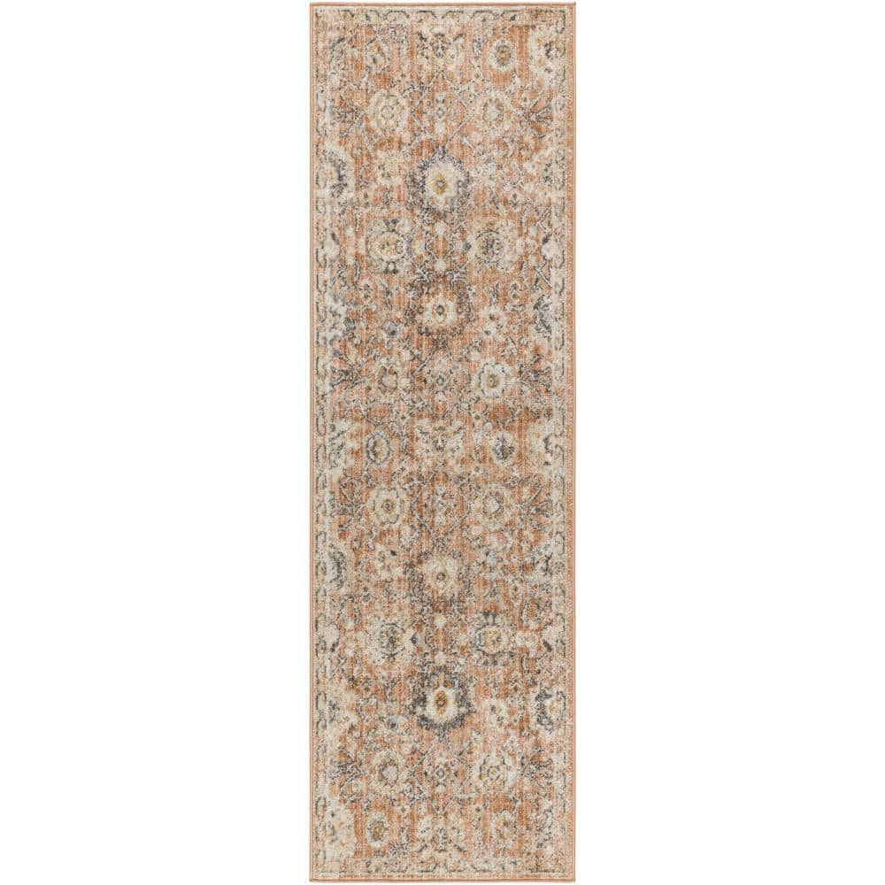 Nourison Oushak Home Rust 2 ft. x 6 ft. Floral Traditional Runner Area ...