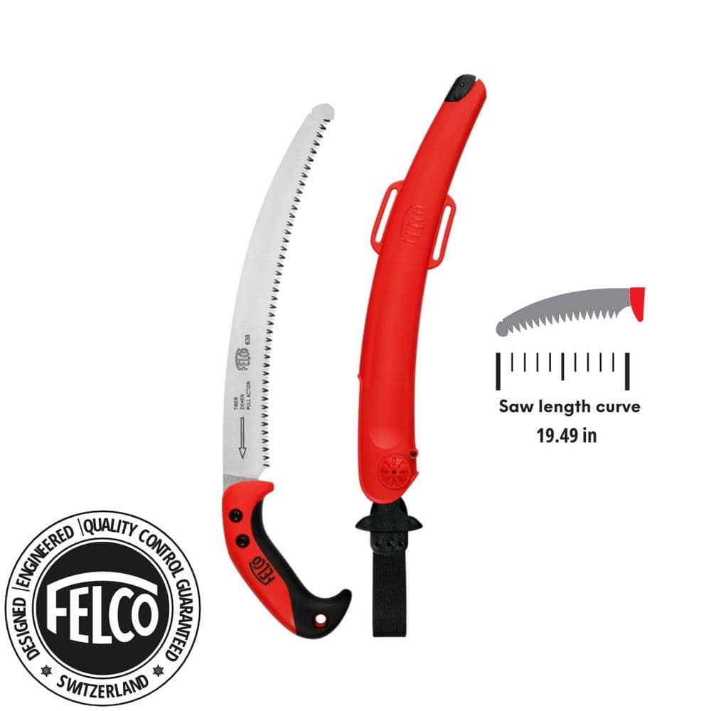 FELCO F630 13 in. Curved Pull-Stroke Pruning Saw with Impulse Hardened Steel, Blade Sheath and ...