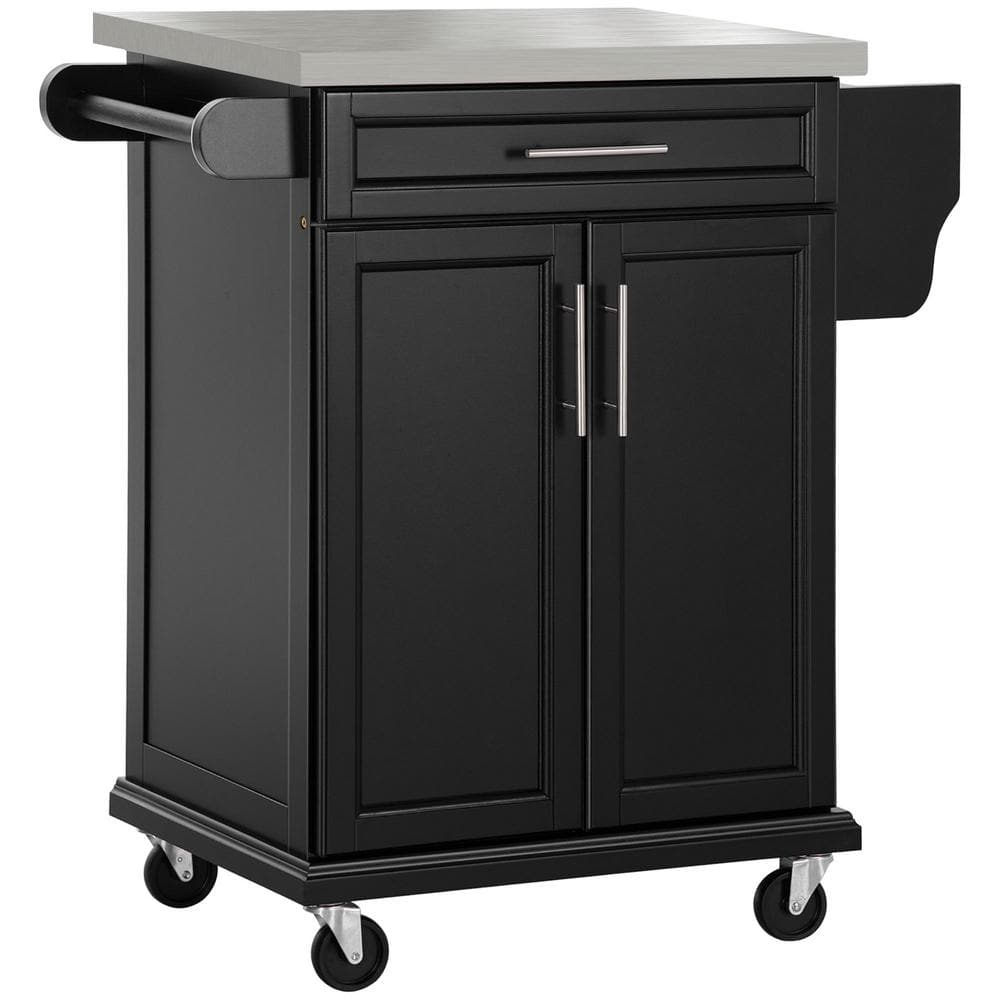 ANTFURN Black Kitchen Cart with Drawers Shelf Spice Rack Wheels ...