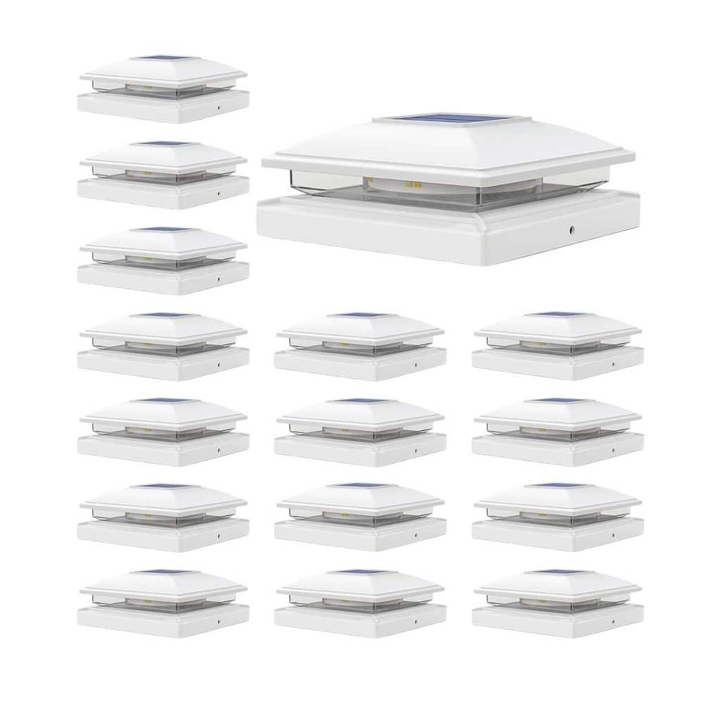 Afoxsos 16 Pack Solar-Powered Waterproof Fence Post Cap Lights Outdoor ...