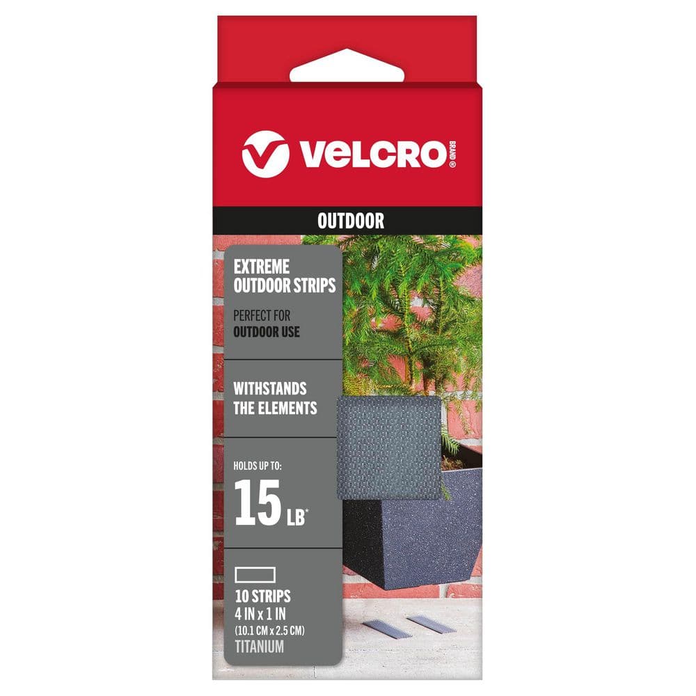VELCRO 4 in. x 1 in. Titanium Strips (10-Pack) 90812 - The Home Depot