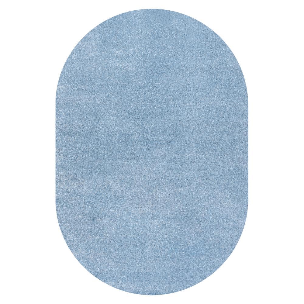 JONATHAN Y Haze Solid Low-Pile Classic Blue 6 ft. x 9 ft. Oval Area Rug ...