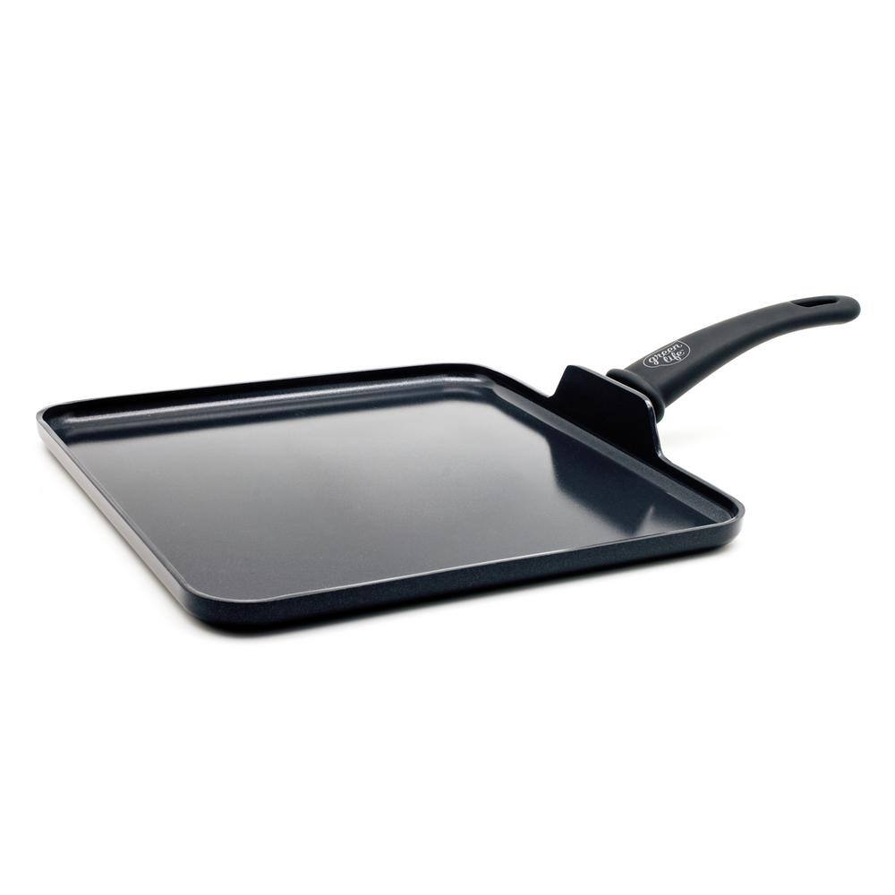 GreenLife Soft Grip 11 in. Aluminum, PFAS Free Ceramic Non-Stick Square ...