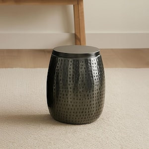 happimess Merida 12 in. Matte Black Modern Rustic Hammered Round Metal ...