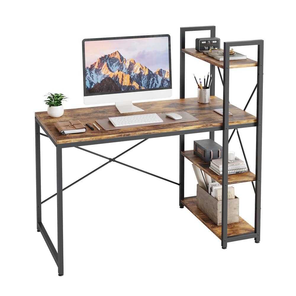 Bestier 47.24 in. Rustic Brown Computer Desk with Storage Shelves BEST ...