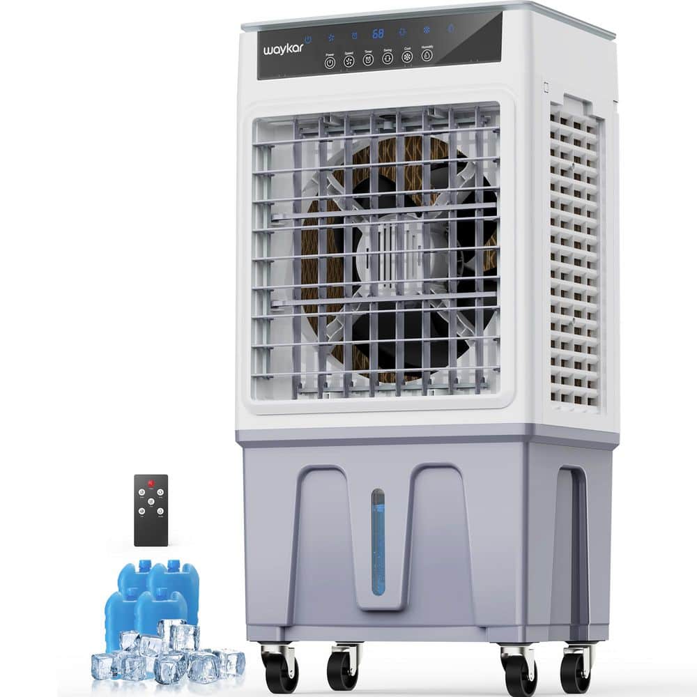 waykar Gray 3450 CFM 3-Speed Portable Evaporative Cooler for 950 sq. ft ...