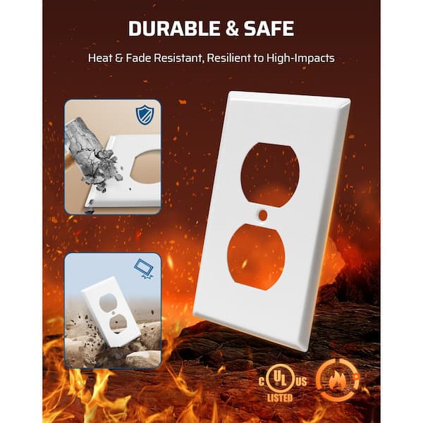 DEWENWILS Standard 1-Gang White Duplex Outlet Metal Wall Plates (10 ...